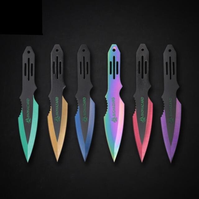 Biohazard 6 Piece Assorted Colour Throwing Knives 6.5″ - Giri Martial ...