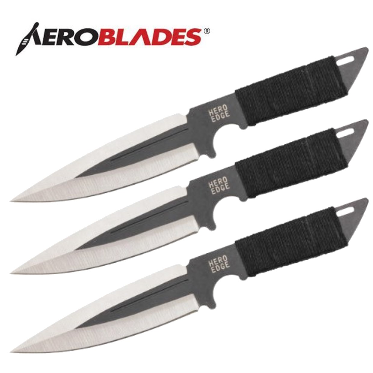Aeroblades 3 Piece Two-Tone Black/Silver Throwing Knives 6.5″ - Giri ...