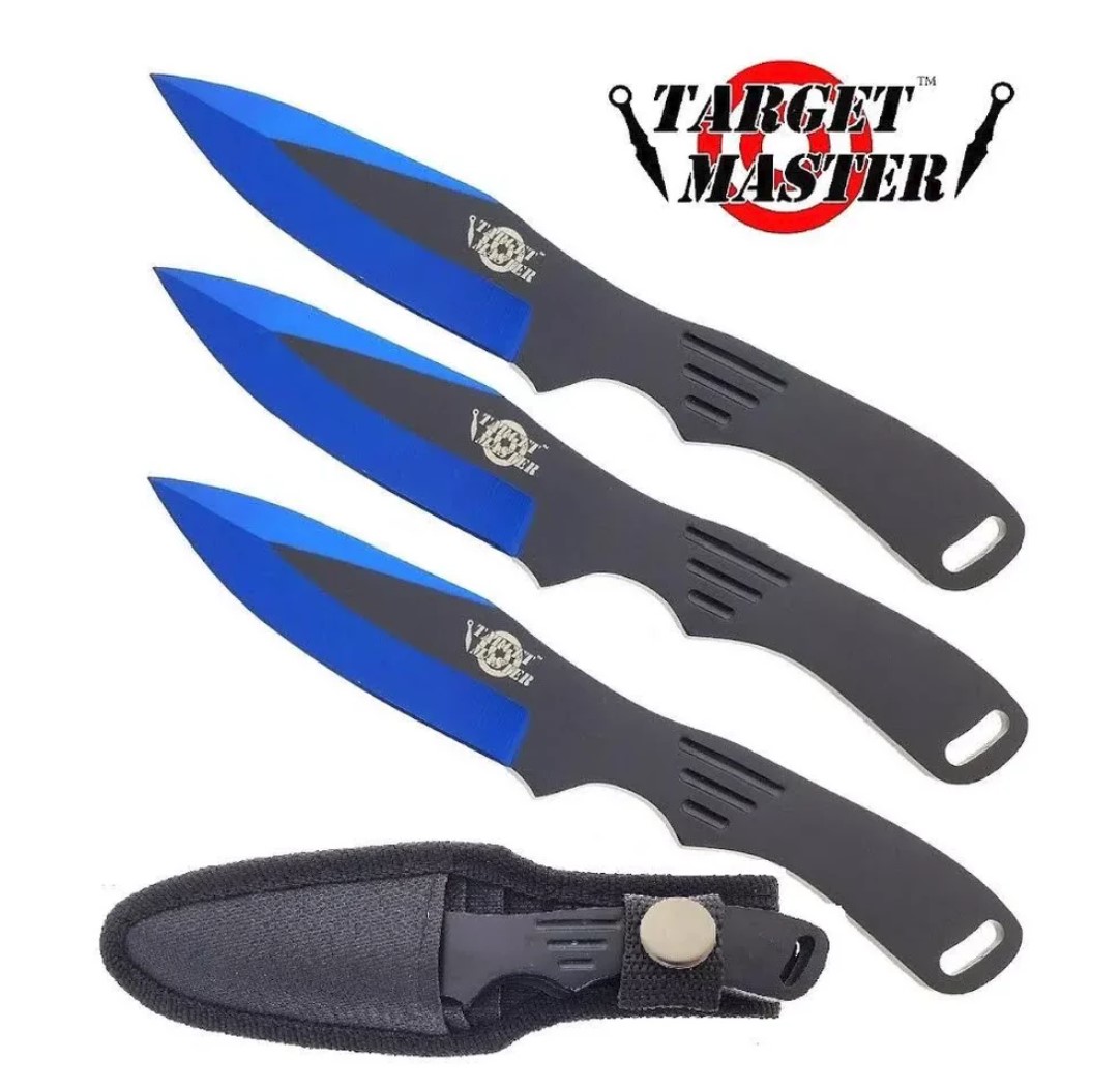 Target Master 3 Set Blue & Black Jack Ripper Style Throwing Knife Set 6 ...