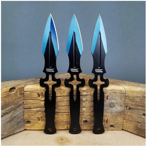 Target Master 3 Set Black/Blue Cross Throwing Knife Set 8" - Giri ...